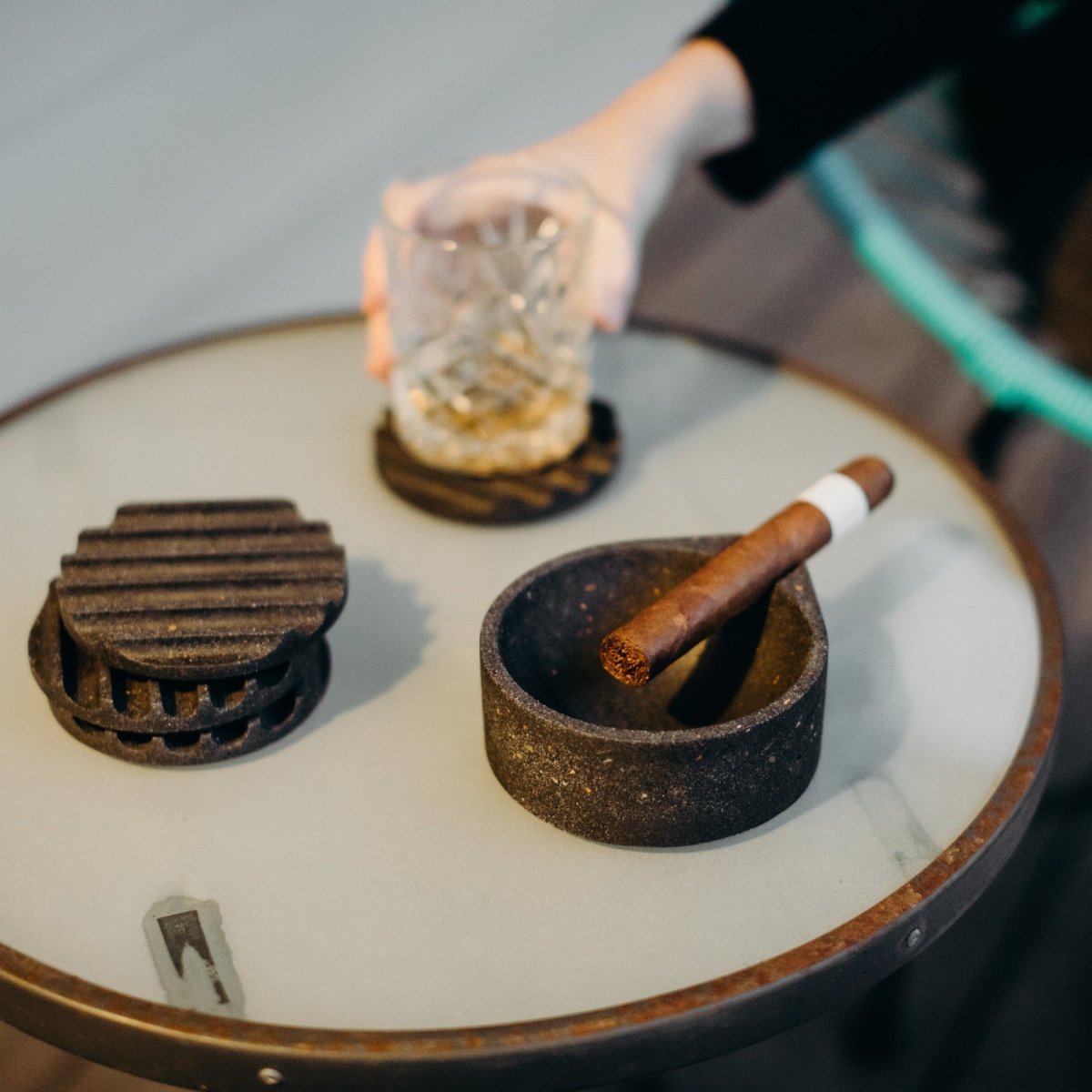 Concrete Cigar Ashtray | Black Terrazzo | lily & onyx