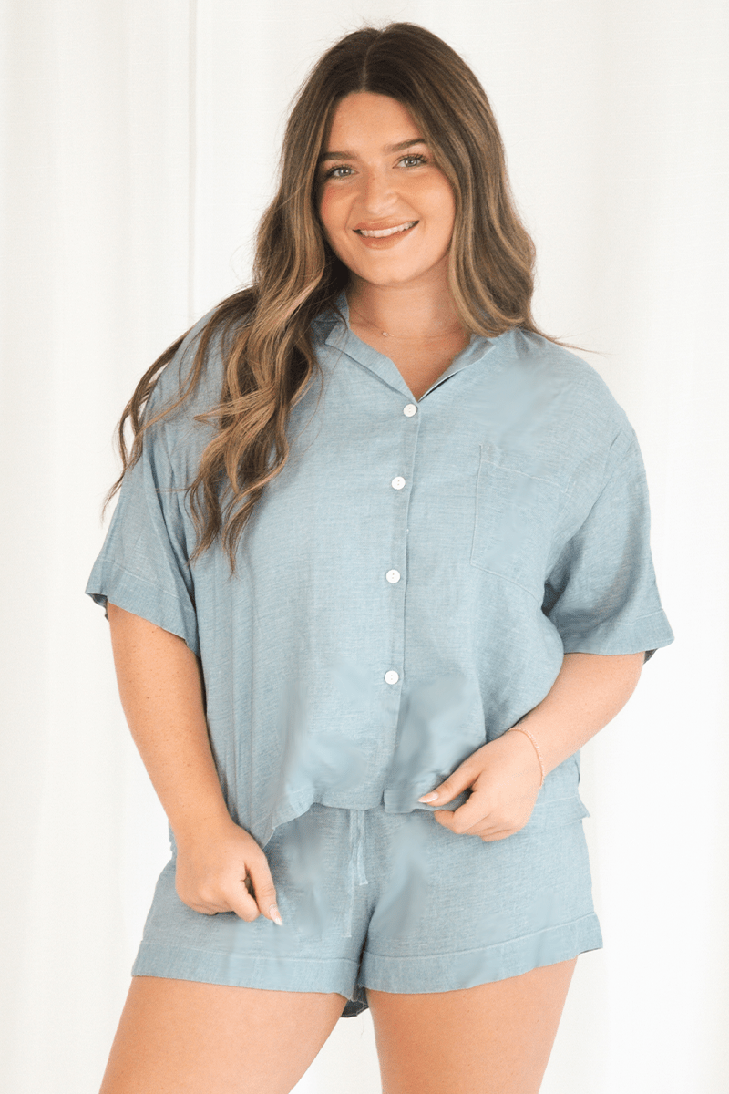 Light Blue Linen Matching Set - Beach Coverup | lily & onyx