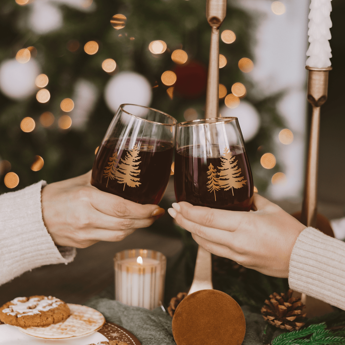 Gold Trees Stemless Wine Glass, Boxed Set of 2 | lily & onyx