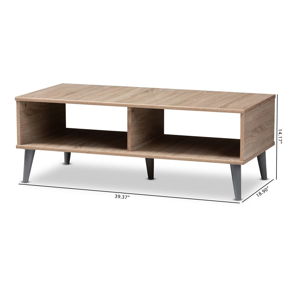 Baxton Studio Mid Century Modern Oak And Light Gray Finished Wood ...
