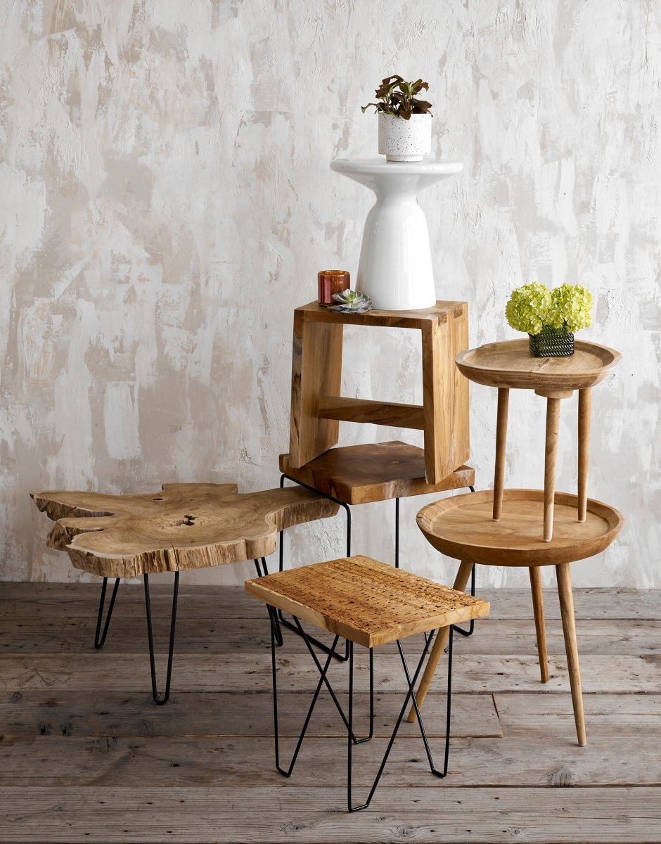 texxture Rift Teak Side Table with Hairpin Legs - lily & onyx